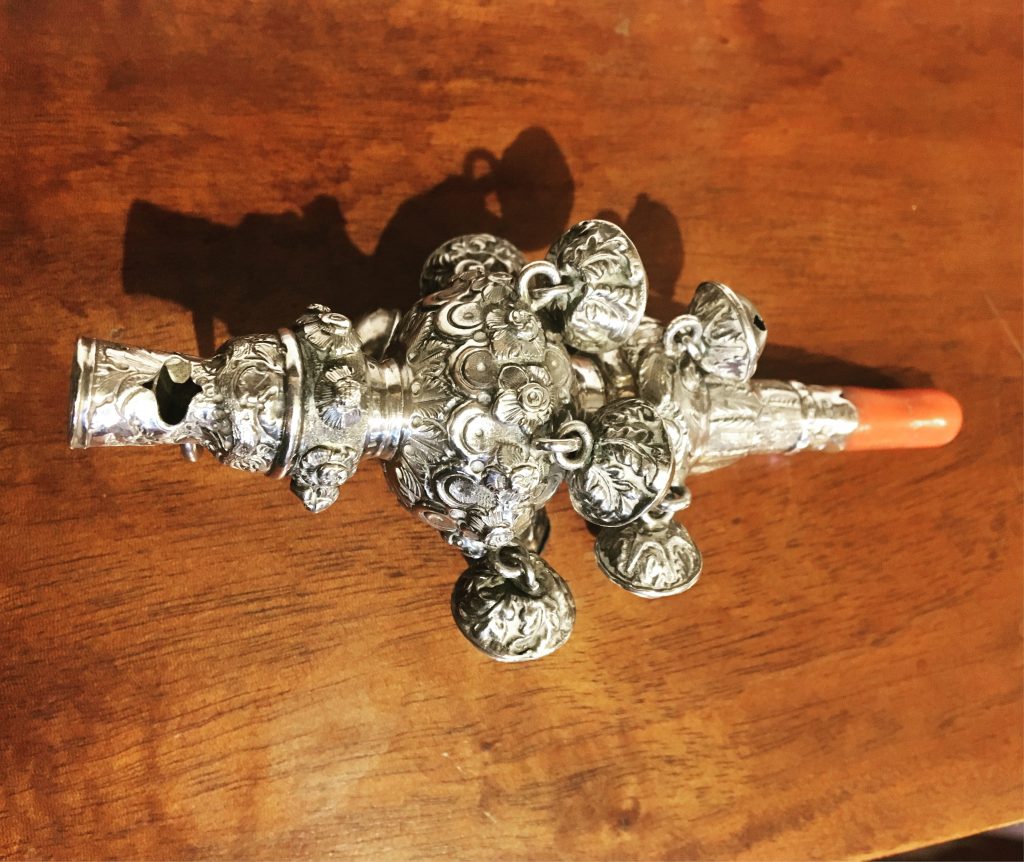 A Victorian silver rattle, Birmingham 1867. - Iain Marr Antiques