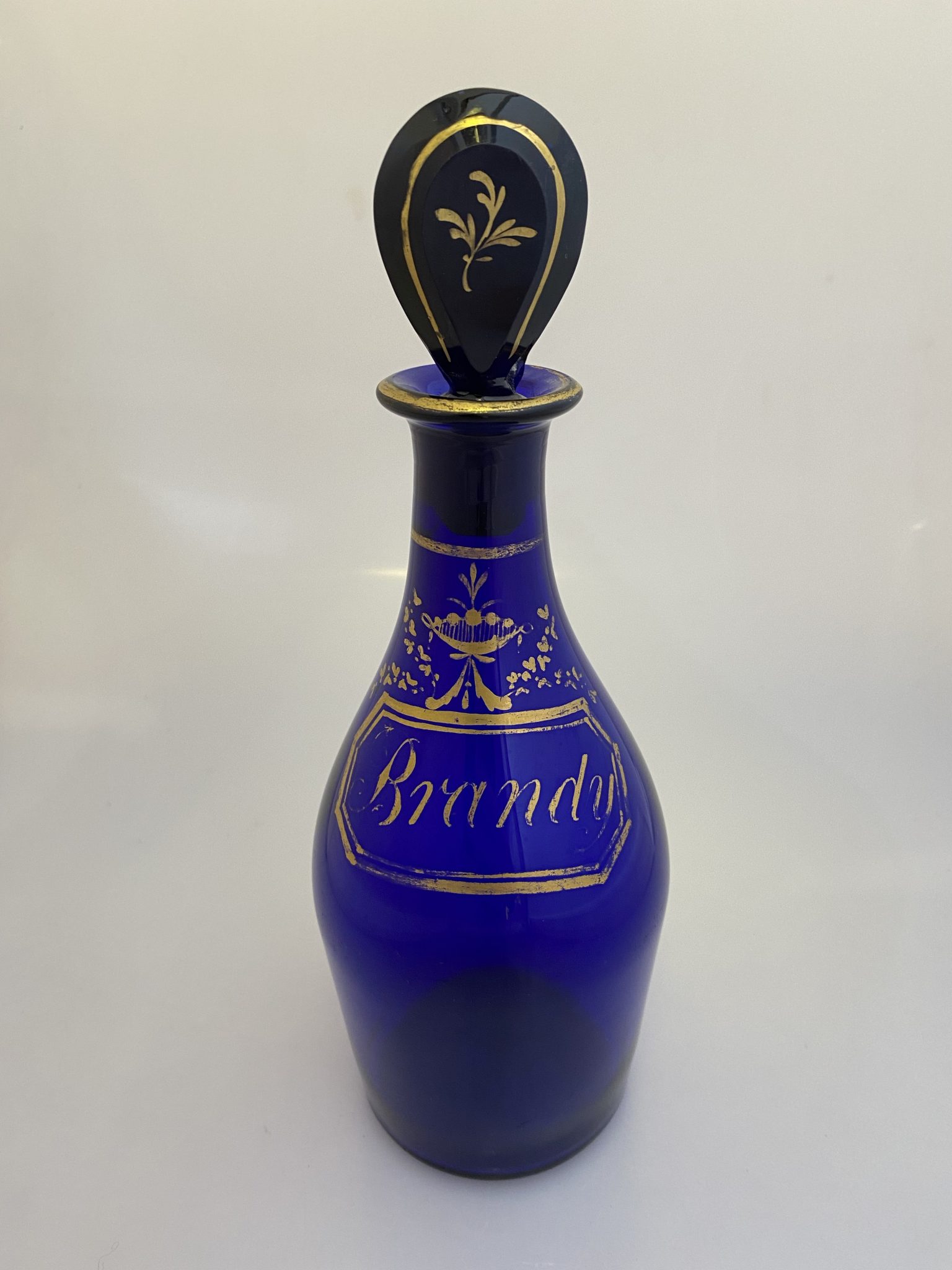Bristol blue brandy decanter, circa 1800. - Iain Marr Antiques